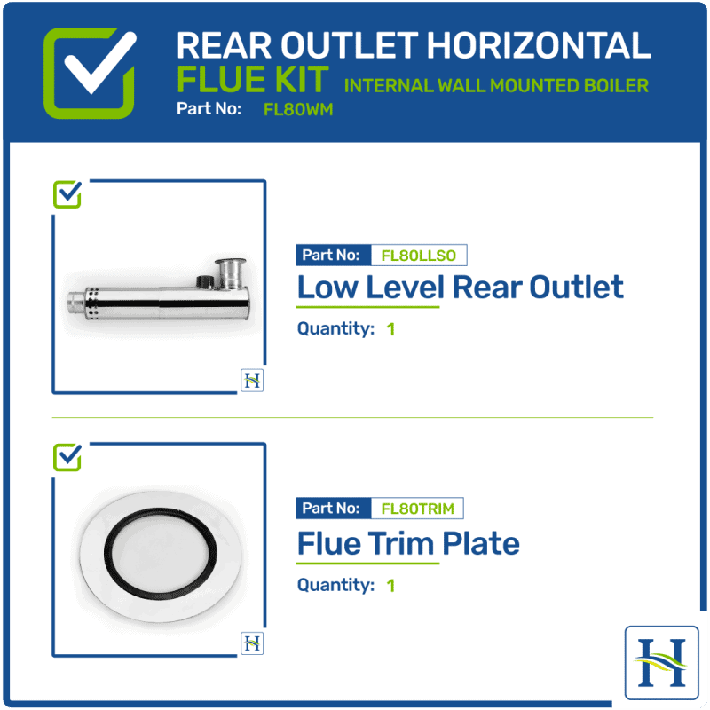 Low Level Rear Outlet Horizontal Flue Kit | FL80WM | Hounsfield Boilers